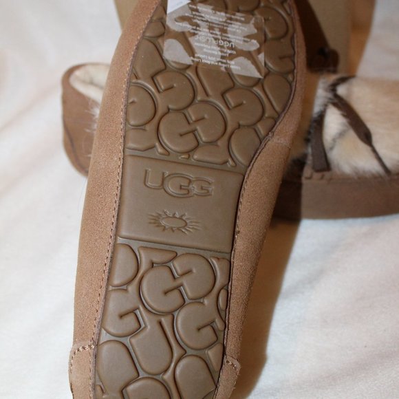 UGG | Shoes | New Ugg Ansley Fur Suede Bow Womens Slippers Chestnut | Poshmark